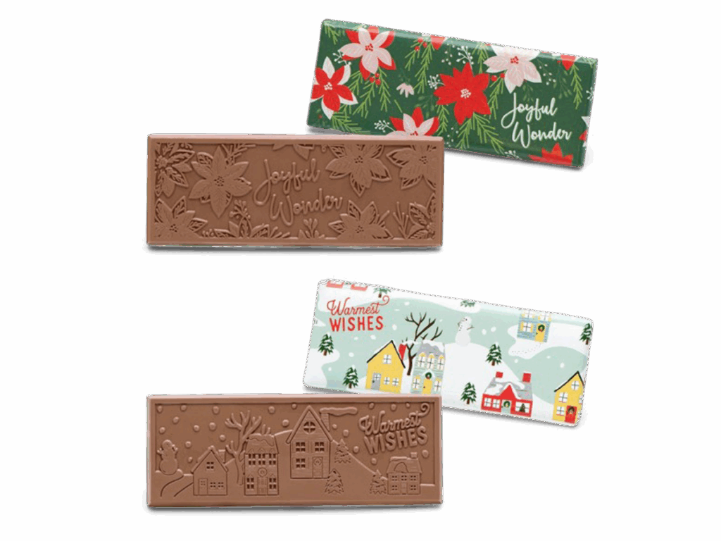 Holiday Mixed Case of 2"x5" Themed Milk Chocolate Wrapper Bars - Case ...